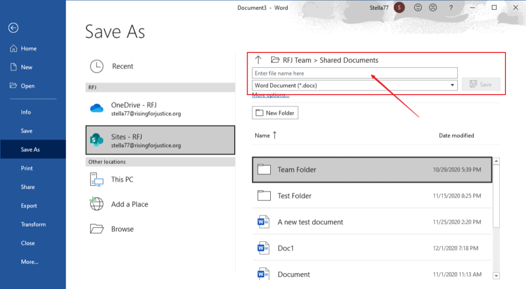 O365 File Storage – Working in MS Office – HDF Website