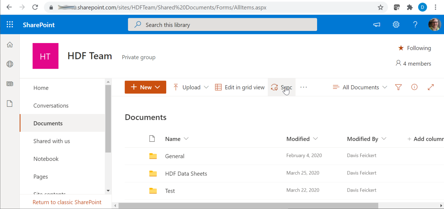 SharePoint Libraries – Sync based on a library link – HDF Website
